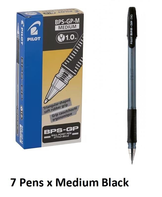 Pilot BPS-GP-M 623221 Triangular Barrel Medium Ballpoint Pen Black x 7 ...