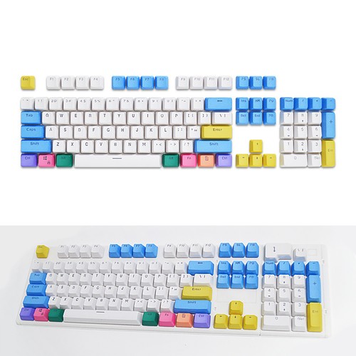 104 Keys Key Caps Wear-resistant Replacement Computer Keyboard Rainbow ...