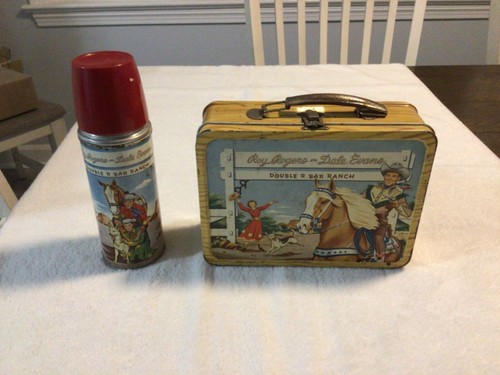 Vintage Roy Rogers and Dale Evans Metal Lunch Box Double R Bar Ranch w ...