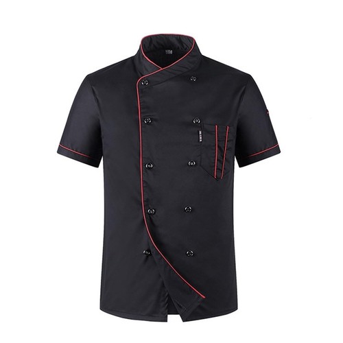 Mens Chef Coat Uniform Short Sleeve Cook Jacket Restaurant Kitchen Work ...