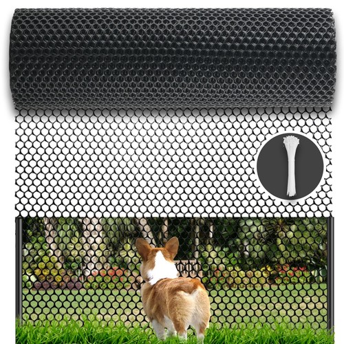 Black Plastic Wire Mesh Fence Roll - 15.7IN x 20FT Plastic Chicken Wire ...
