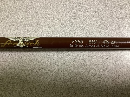 Vintage Fenwick Feralite Rod FS65 6 1/2’ 4 7/8oz 1/4-1/2oz Lures 4-10 ...