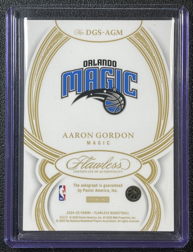 AARON GORDON 2024-25 PANINI FLAWLESS #18 DRAFT GEM SIGNATURES AUTO RUBY ...