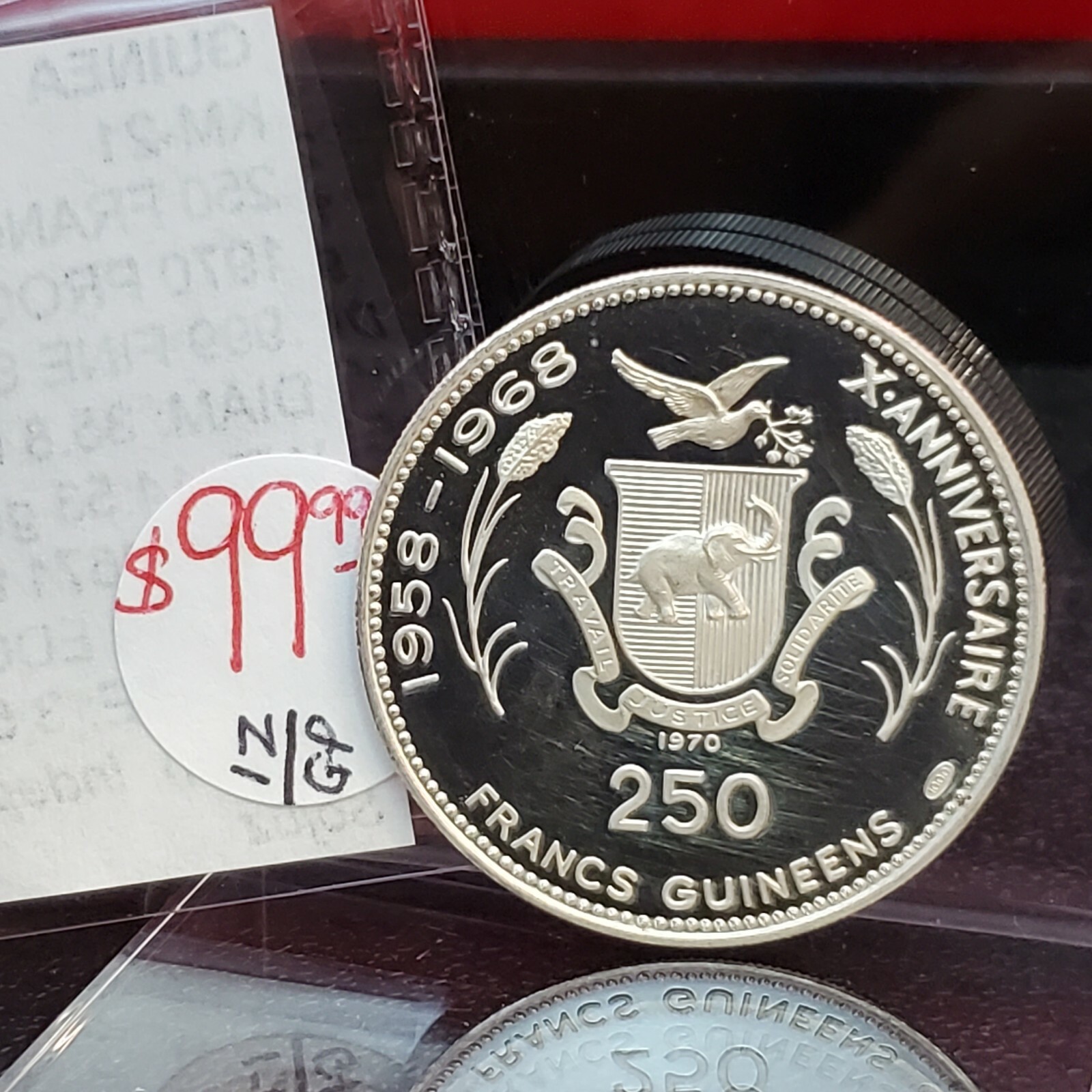 1970 Republic of Guinea Silver Proof 250 Francs Guineens Coin Soyuz ...