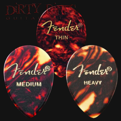 12 x Fender 358 Celluloid Shell Guitar Picks Plectrums Thin, Medium or ...