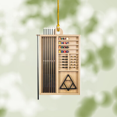 Billiard Christmas Ornament, Billiard Cue Flat Hanging Ornament Decor ...