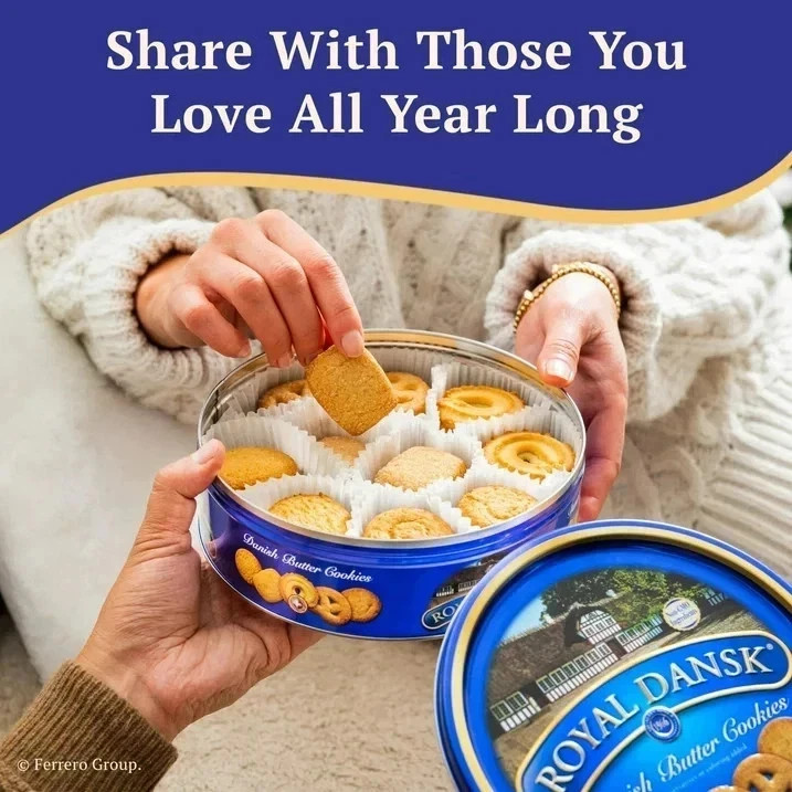 Royal Dansk Danish Butter Cookies Tin 12oz Assorted Classic Cookie Gift ...