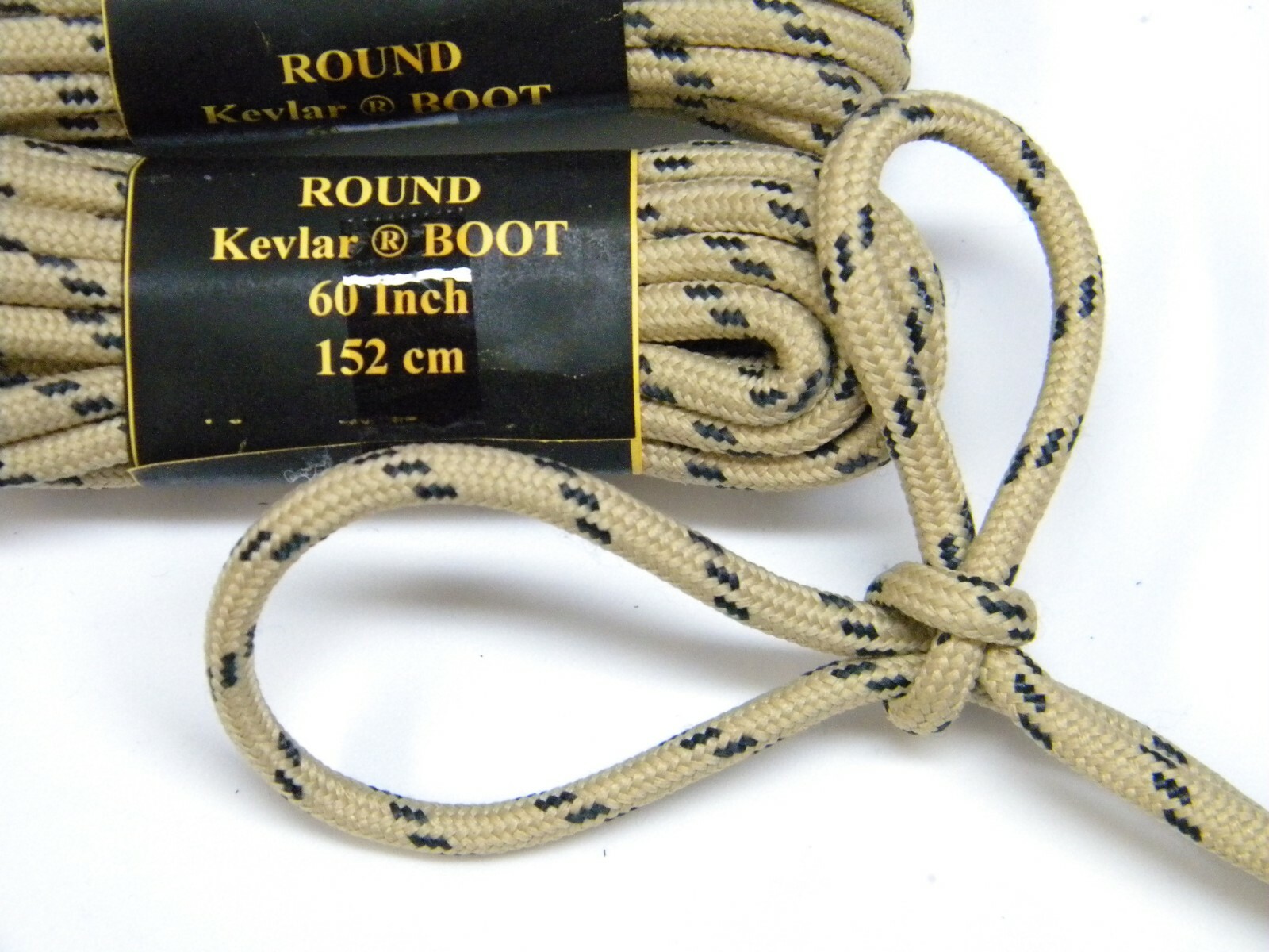 1 pair Tan w/ Black Heavy Duty 7/32 thick shoelaces made with Kevlar ...