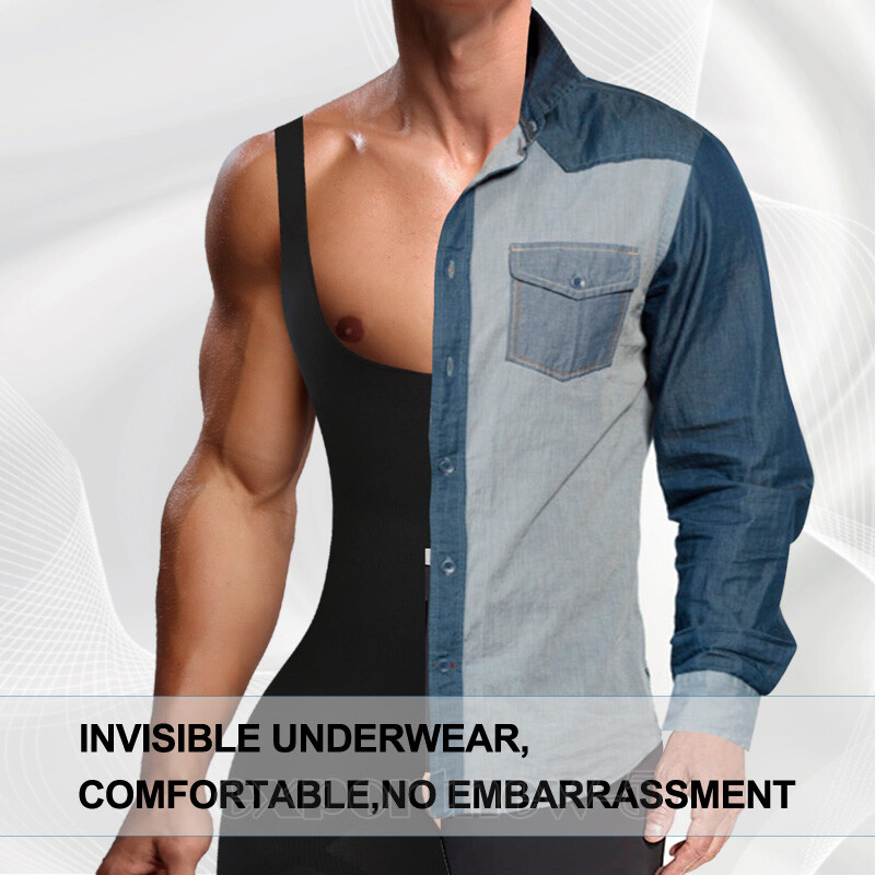 Mens Full Body Shaper Compression Slimming Suit Shapewear Waist Trainer ...