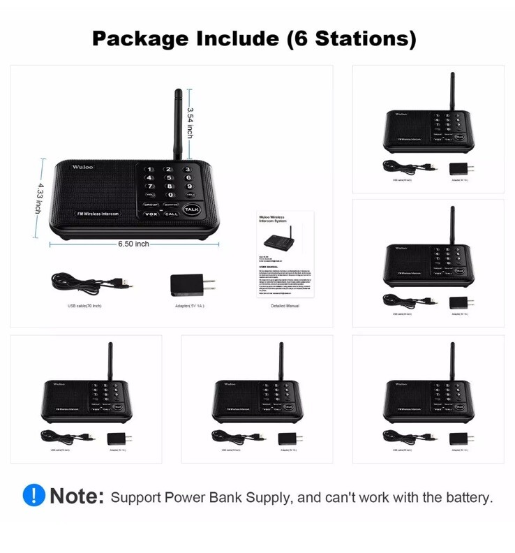 10Channel Call ALL Wireless Intercoms Home Offices Room to Room Talk ...
