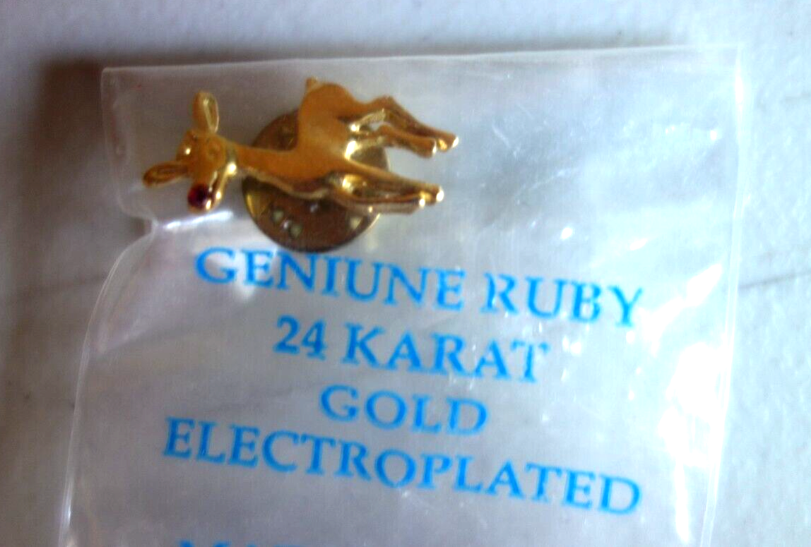 Red-Nosed Reindeer Harriet Carter Ruby & Electroplated 24 Karat Pin ...