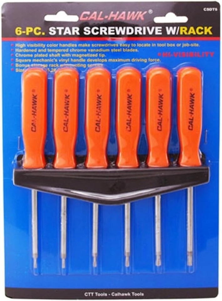 6 pc Magnetic Screwdriver Star Set T10 T15 T20 T25 T27 T30 with Rack ...