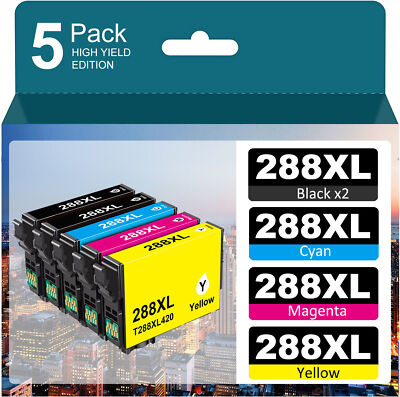 5-Pack Ink Cartridge compatible for Epson 288XL Expression home XP-430 ...