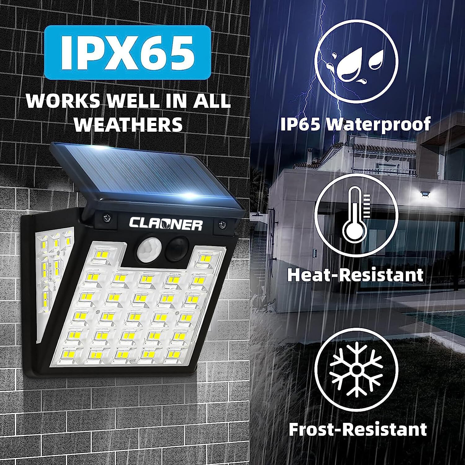 CLAONER 72 LED Solar Power Motion Sensor Light Outdoor Garden Security ...