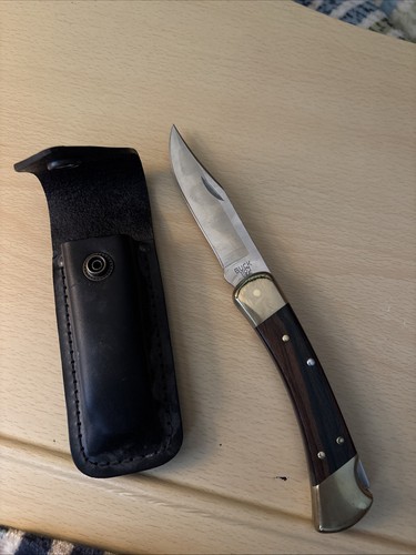 VINTAGE BUCK 110 POCKET KNIFE 2 LINE INVERTED LOCK-BACK W/ LEATHER ...