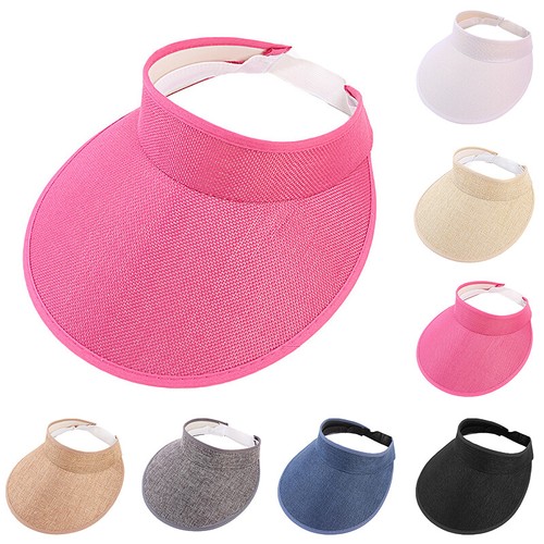 Summer Hat Beach Women's Sun Hats Straw Weaving Visor Caps Empty Top ...