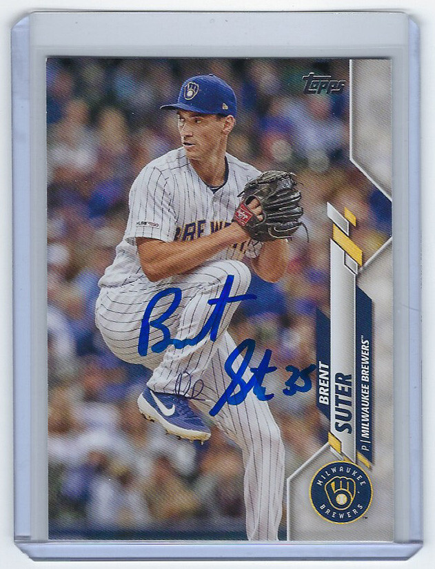 2020 BREWERS Brent Suter signed card Topps #477 AUTO Autographed ...
