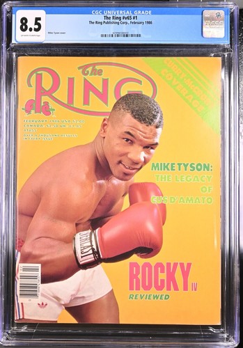 THE RING BOXING MAGAZINE FEBRUARY 1986 MIKE TYSON FIRST COVER RC CGC 8. ...