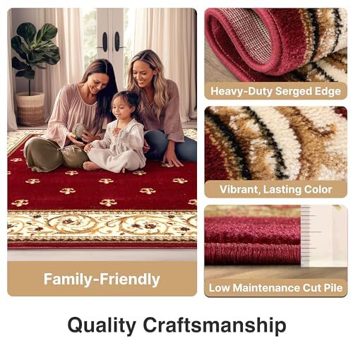 Barclay Collection Fleur de Lis Rug - for Hallway, 2'3" x 7'3" Runner ...