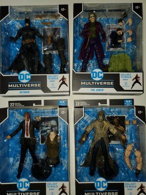McFarlane DC Multiverse Dark Knight Trilogy Bane BAF Joker Two Face ...