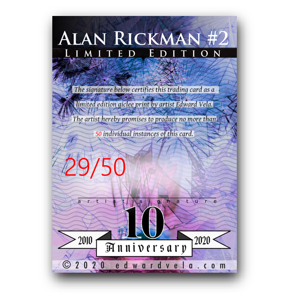 Alan Rickman #2 Art Card Limited 29/50 Edward Vela Signed (Movies Actor ...