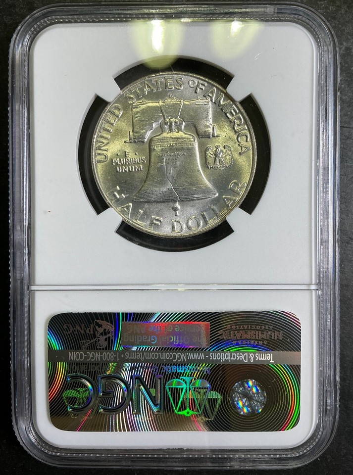 NGC MS64 FBL 1954-D Franklin Half Dollar FULL BELL LINES MS BU FROSTY ...