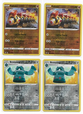 New 4 Card lot Pokemon 2X FALINKS 109/192 2x Bronzong 130/192 Reverse ...
