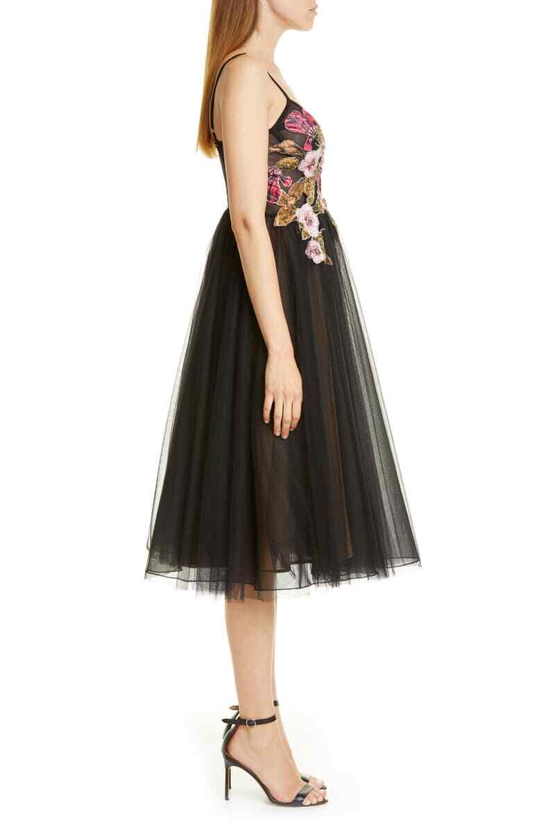 PATBO PATRICIA BONALDI BEADED FLORAL BUSTIER COCKTAIL DRESS sz 6 US/ BR ...