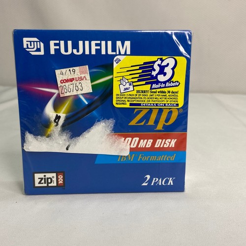 2 FUJI FUJIFILM 100 MB Zip Drive Disks IBM Formatted NEW Sealed Free ...