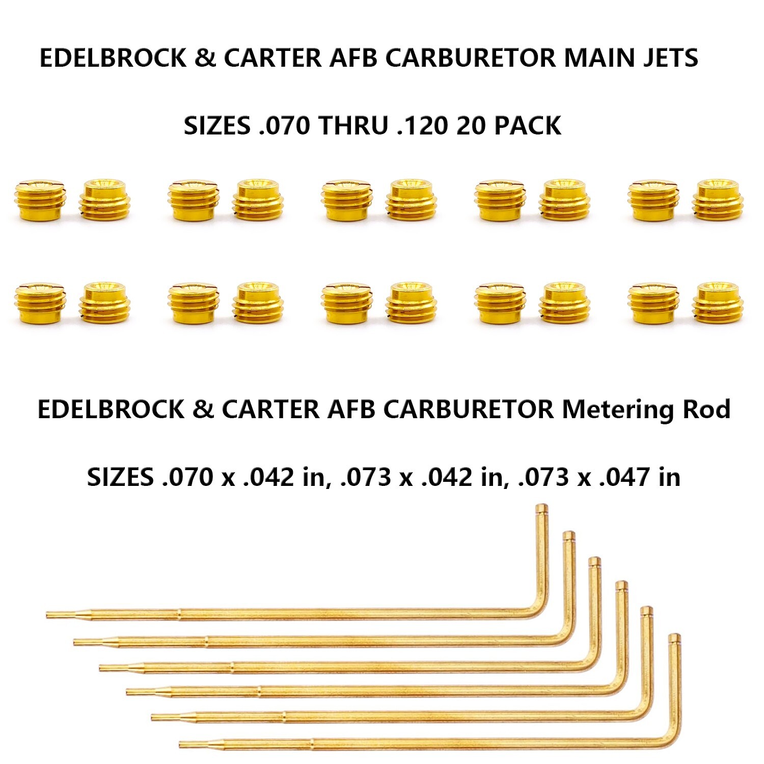 EDELBROCK & CARTER AFB CARBURETOR MAIN JETS Metering Rod kit SIZES .070 ...