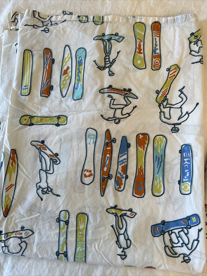 Garnet Hill skateboard sheets queen flat sheet x 2 | eBay