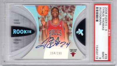 2006 FLEER E-X TYRUS THOMAS AUTOGRAPH ROOKIE PSA 9 MINT SERIAL #154/199 ...