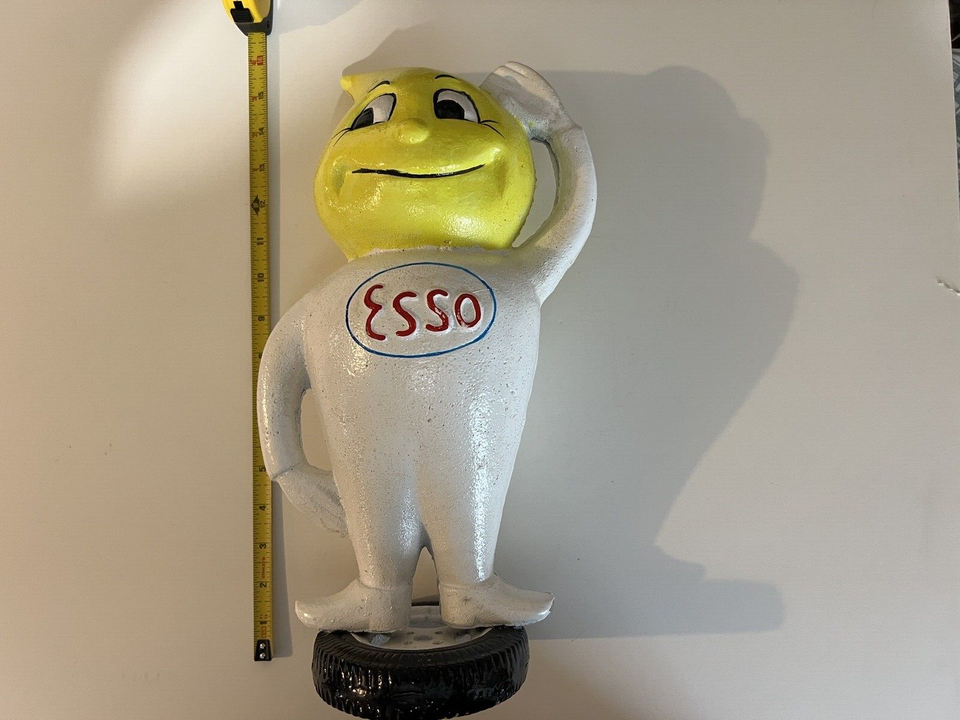 ESSO OIL MR. DRIP BOY STANDING ON TIRE - Cast Iron Bank JUMBO 15" TALL ...