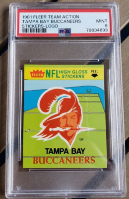 1981 Fleer Team Action Tampa Bay Buccaneers Stickers Logo Card PSA 9 ...