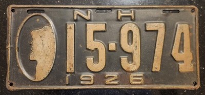1926 New Hampshire NH License Plate Car Vehicle Tag Automobile Auto ...