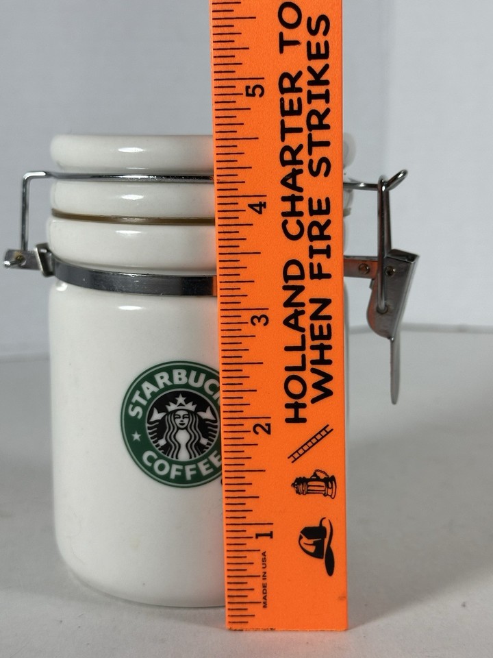 2007 Starbucks 4.5" Ceramic Coffee Canister with Locking Lid Siren ...
