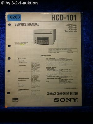 Sony Service Manual HCD 101 Component System (#6263) | eBay.de