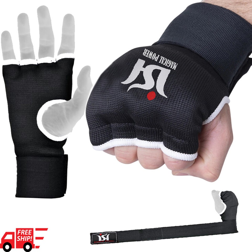 Gel Inner Gloves With Wrist Hand Wraps Padded MMA Boxing Muay Thai PAIR ...