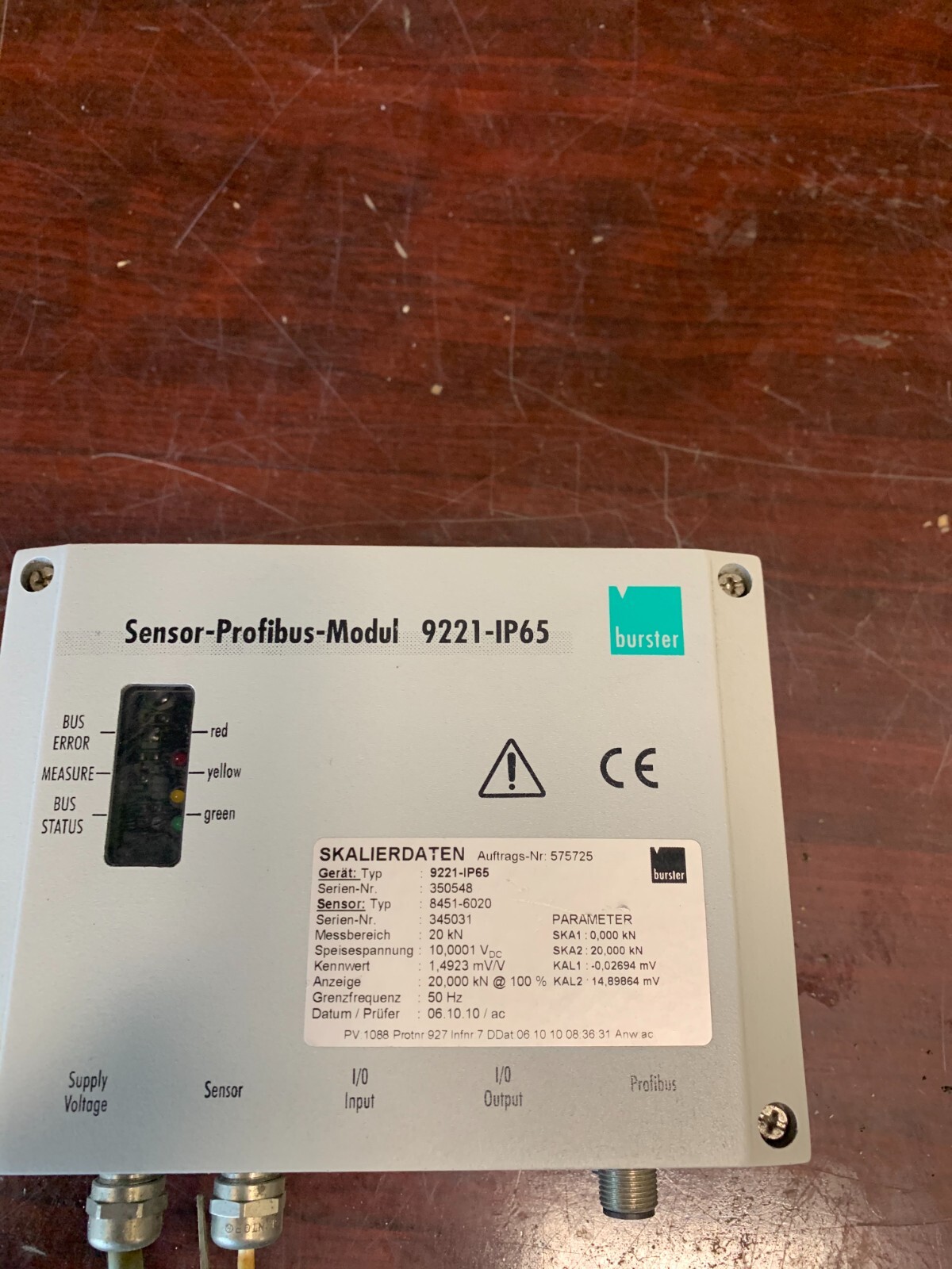 BURSTER 9221-IP65 SENSOR-PROFIBUS MODULE MODUL W/ TYPE 8451-6020 LOAD ...