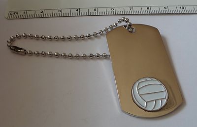 6" Bead chain Volleyball Engravable ID Luggage Sports bag Tag Keyring ...