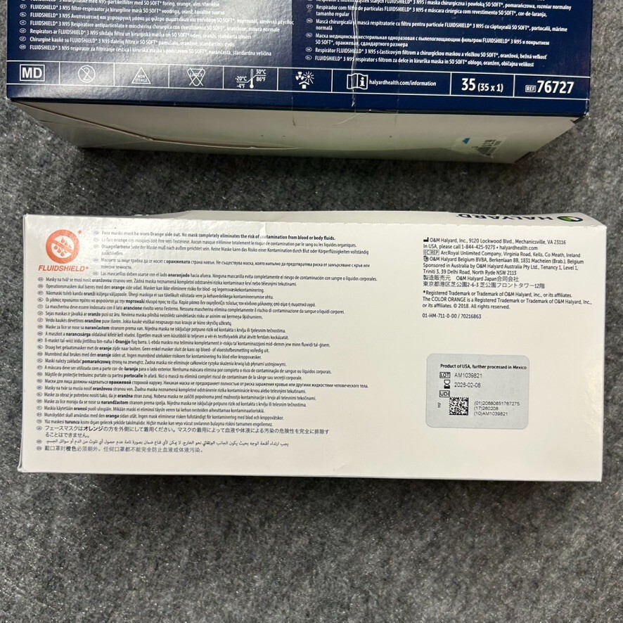 HALYARD 76727 FLUIDSHIELD N95 Respirators ASTM Level 3 Face Mask ...