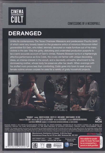 Deranged (DVD, 1974) for sale online | eBay