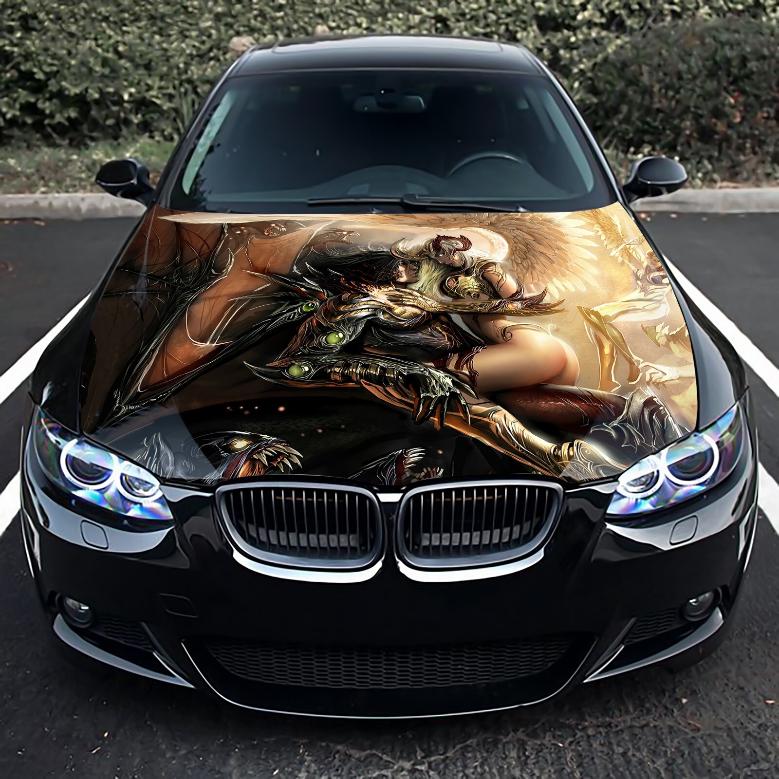 Demon Angel Car Hood Wrap Decal Vinyl Sticker Full Color Graphic Fit ...