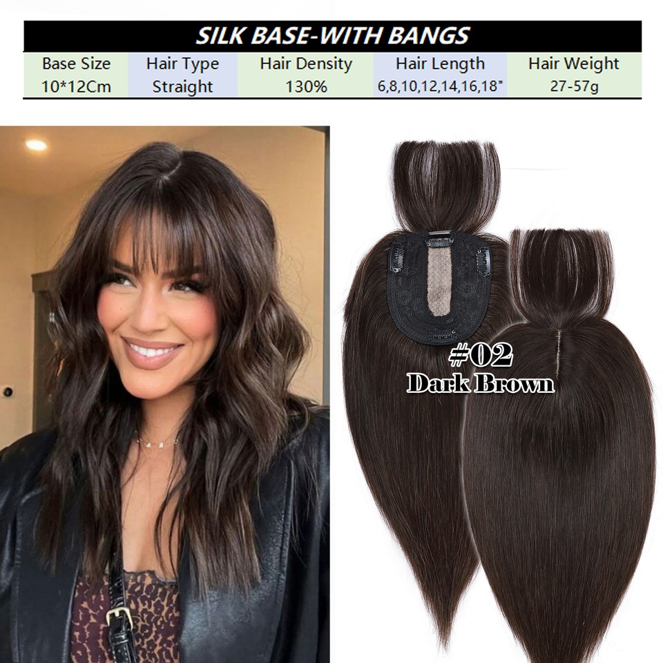 Real Remy Human Hair Toppers Toupee Extensions Clip in Top Middle Part ...