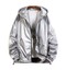 Men's Outwear Motorcycle Jacket Hooded Shiny Gold Silver Casual Coat Sz ...