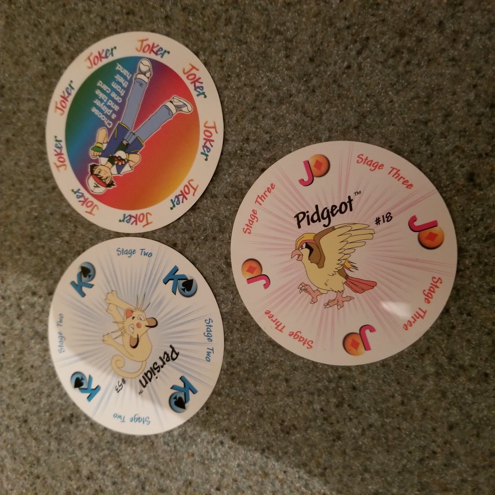 Lot of 3 1999 Pokemon Round Playing Cards - Joker, #53, #18 | eBay