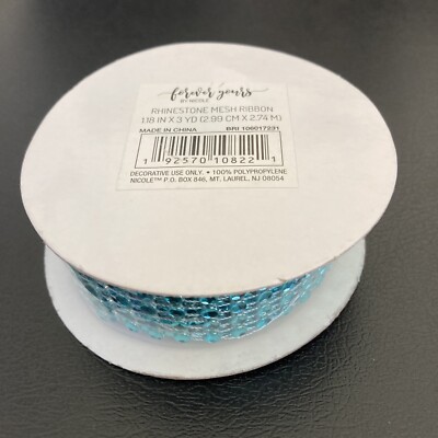 Forever Yours By Nicole BLUE RHINESTONE MESH RIBBON 1.18 Inch X 3 Yard ...