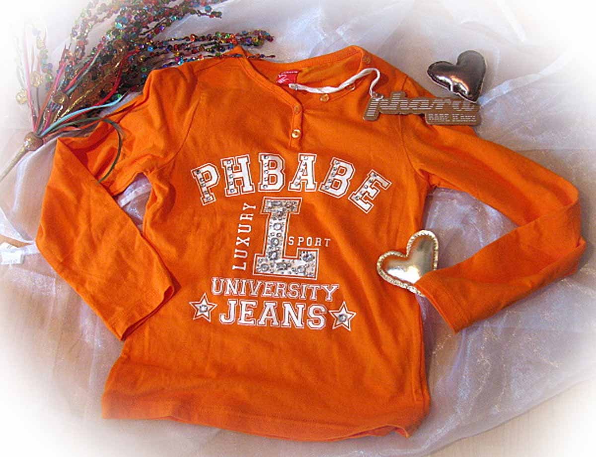 PHARD Italy Designer Longsleeve Langarmshirt viel Strass orange ...