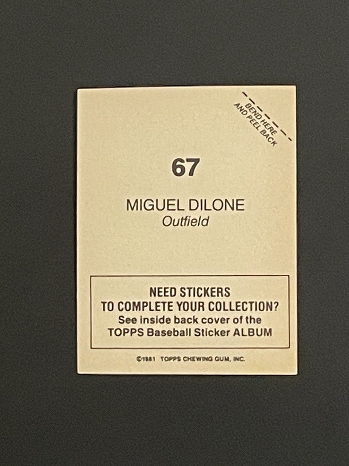 Miguel Dilone 1981 Topps Baseball Sticker #67 Cleveland Indians | eBay