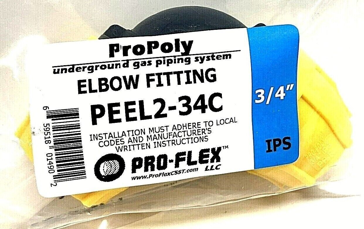 Pro-Poly 3/4" SDR 11 Elbow Fitting PEEL2-34C Pro-Flex CSST New in Bag ...